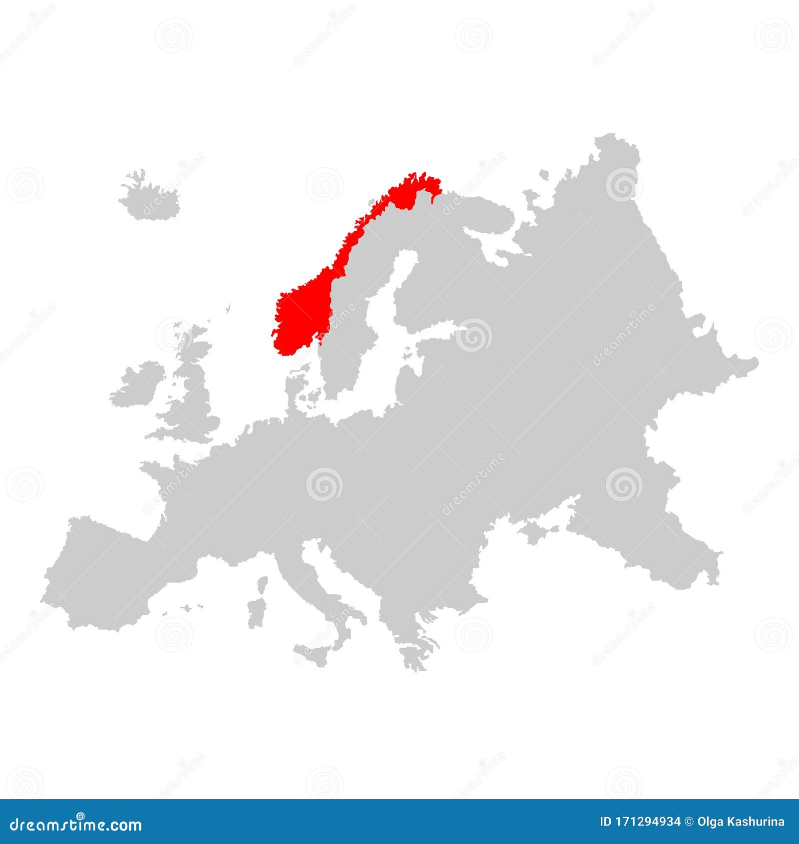 Norway on map of europe stock illustration. Illustration of netherlands ...