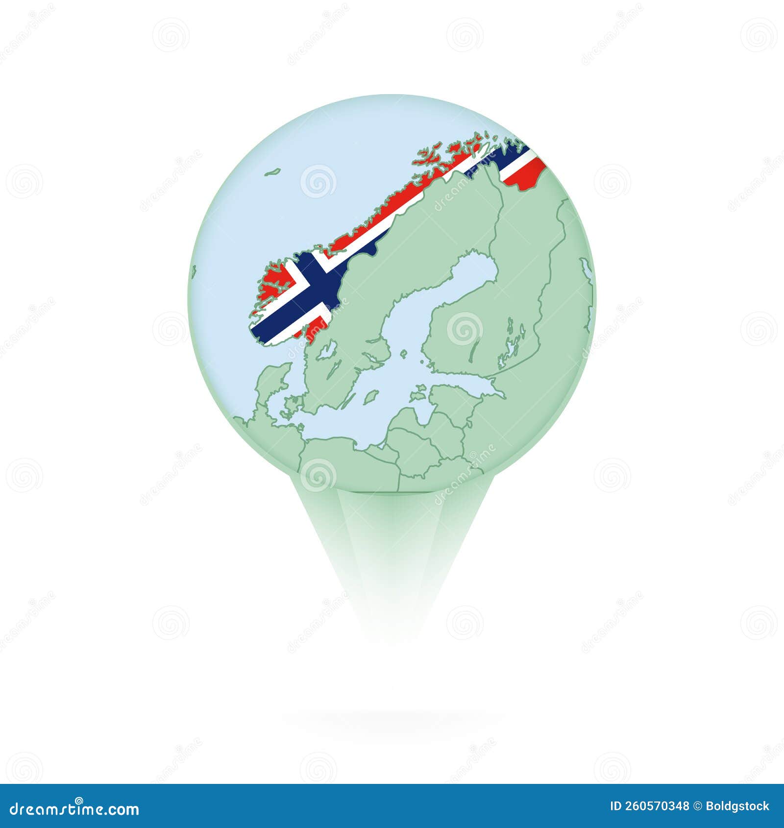 Norway Map, Stylish Location Icon with Norway Map and Flag Stock Vector ...
