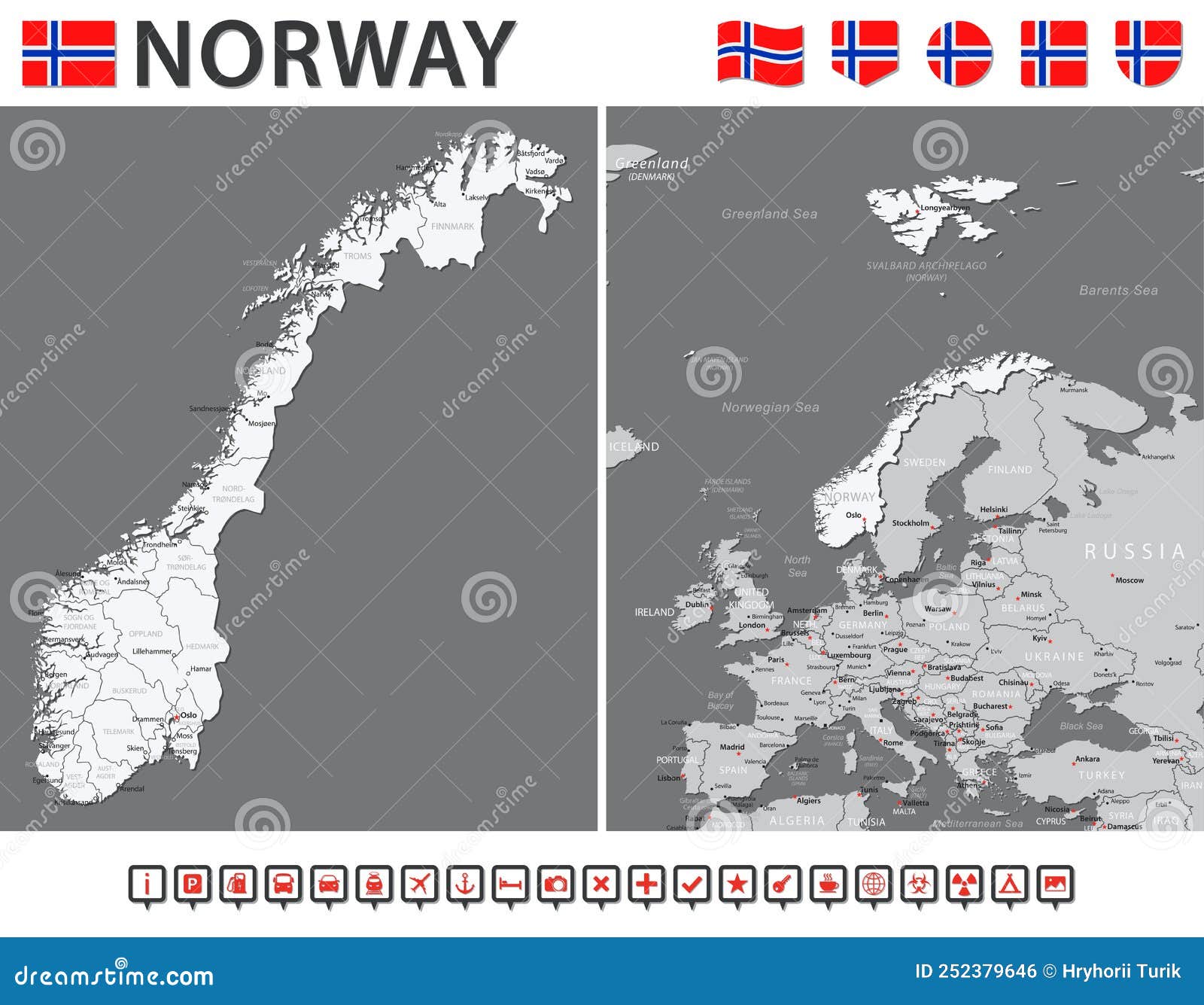 Norway Map - Vector Infographic Set Stock Illustration - Illustration ...