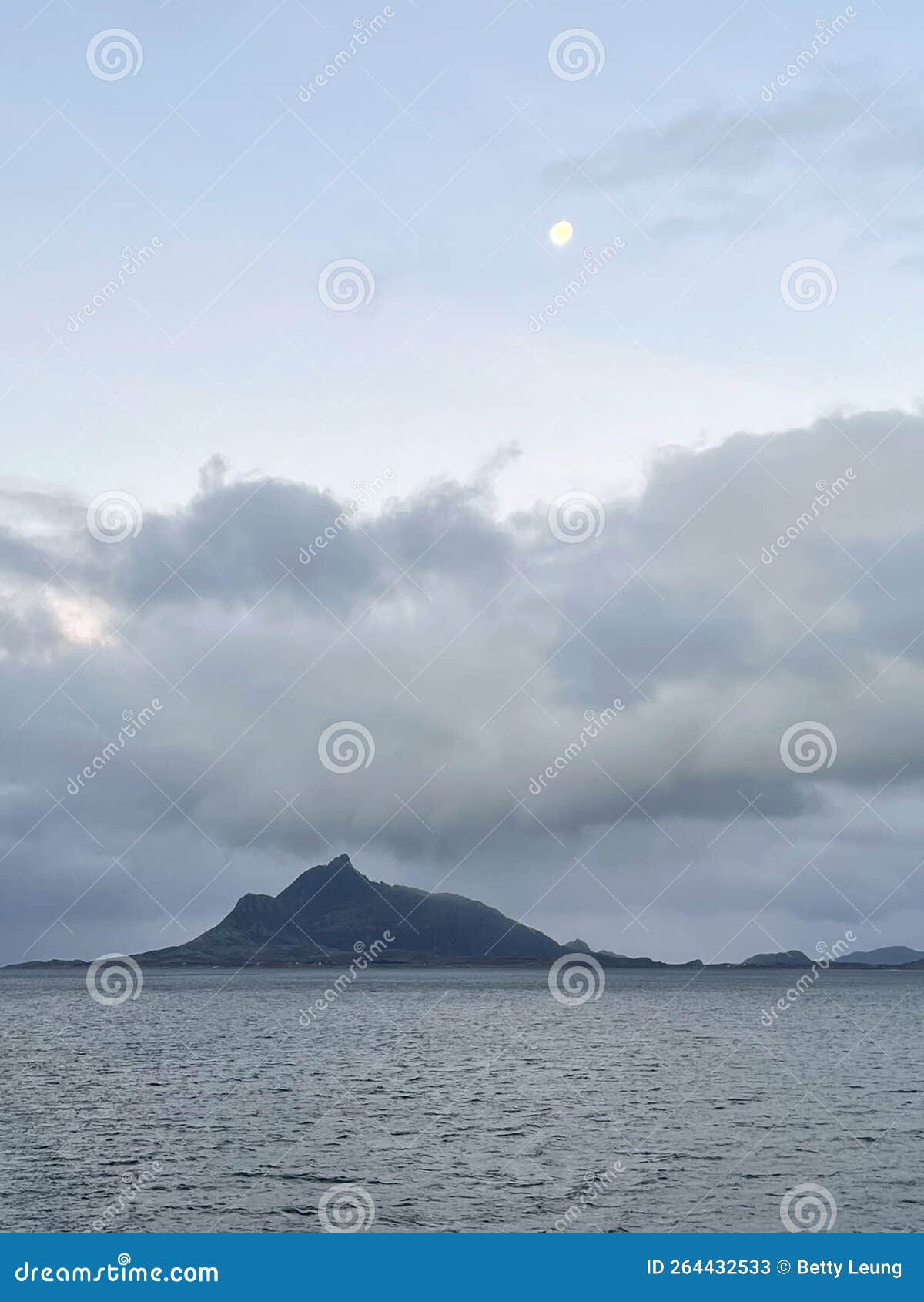 Full Moon Above Clouds and Water in the Fjords in Norway Stock Image ...