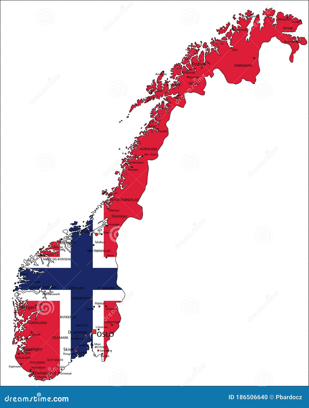 Norway - Highly Detailed Editable Political Map With Labeling. Vector ...