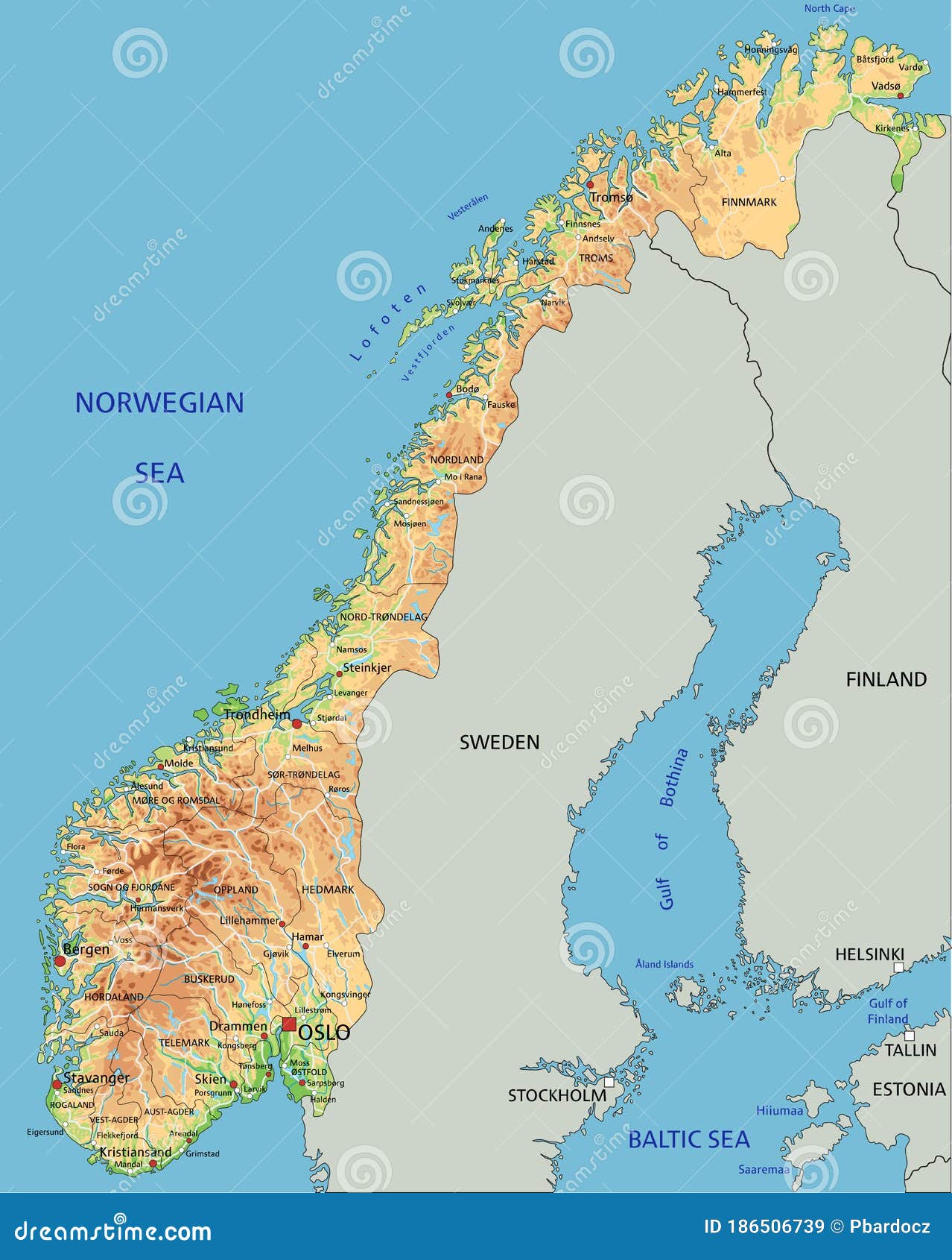 The Detailed Map Of The Norway With Regions Or States And Cities ...