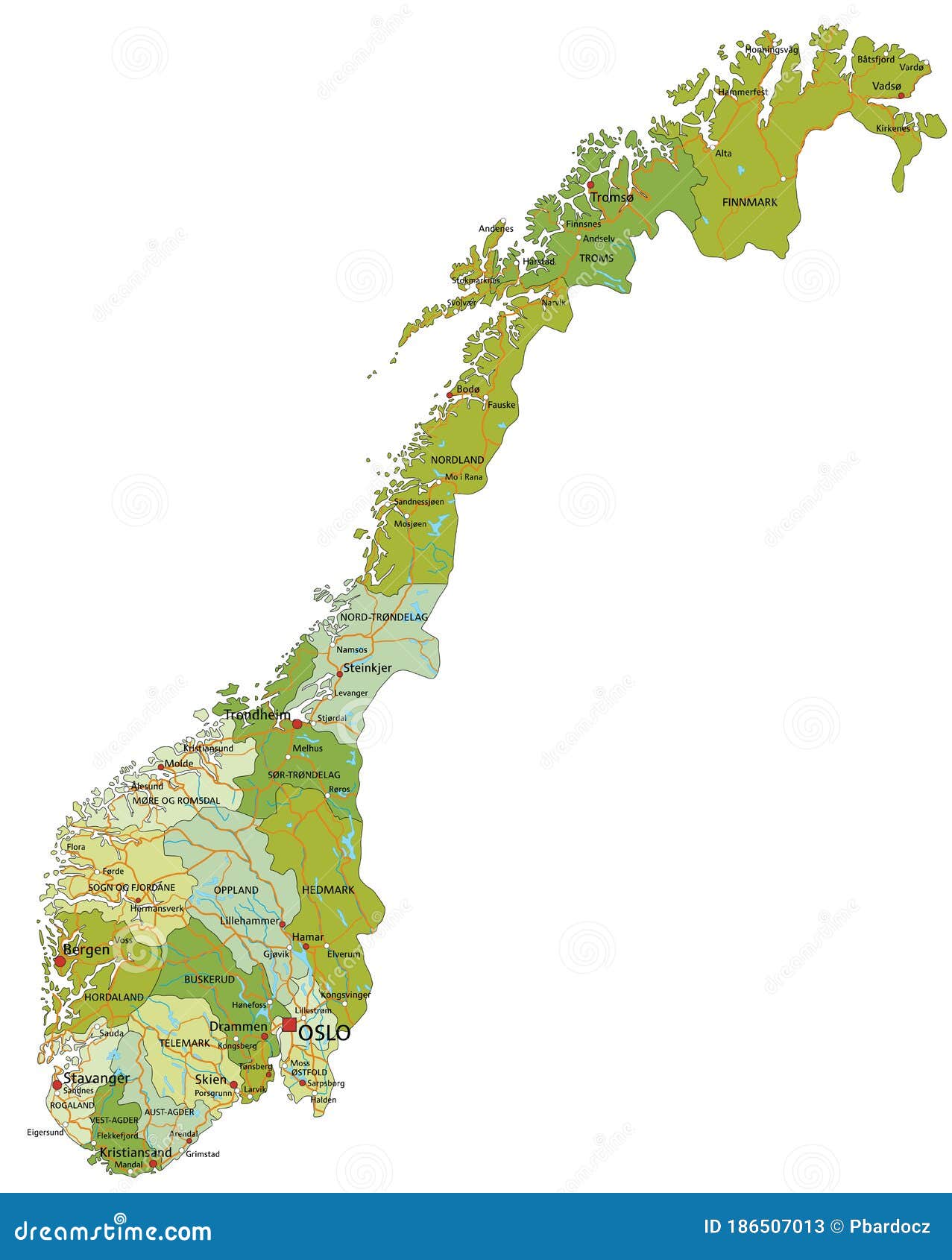 Highly Detailed Editable Political Map with Separated Layers. Norway ...