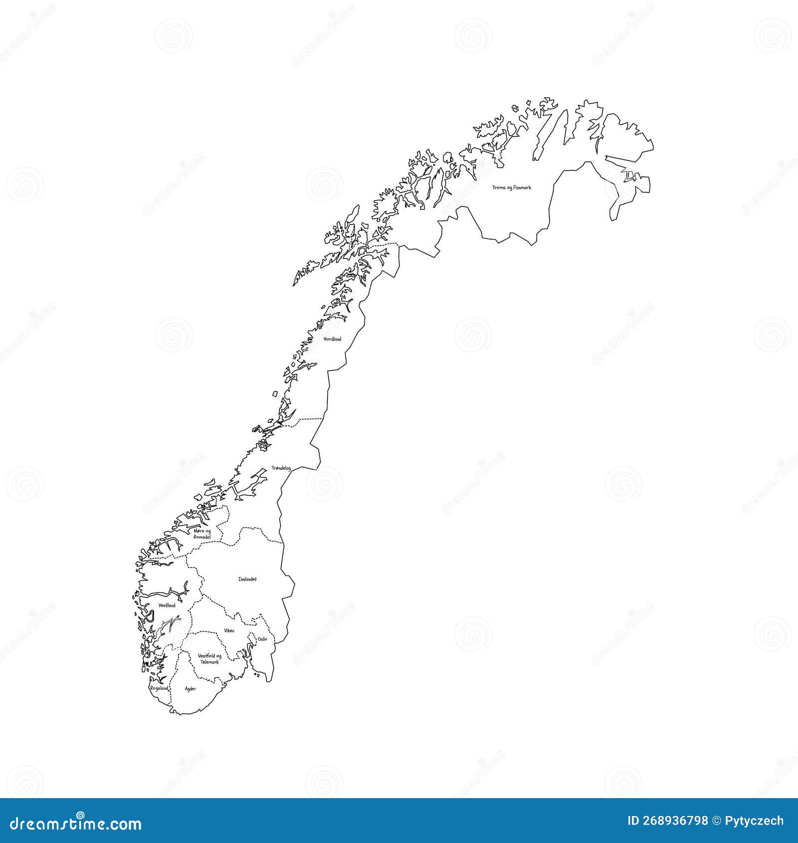 Norway Political Map of Administrative Divisions Stock Vector ... Norway Political Map of Administrative Divisions Stock Vector ...