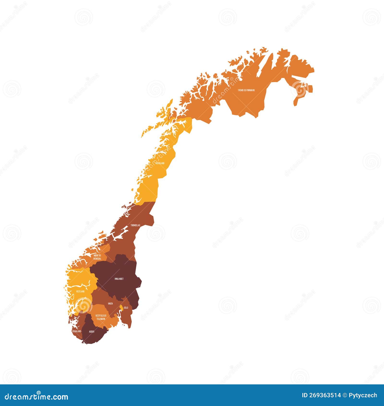 Norway Political Map Of Administrative Divisions Cartoon Vector ... Norway Political Map Of Administrative Divisions Cartoon Vector ...