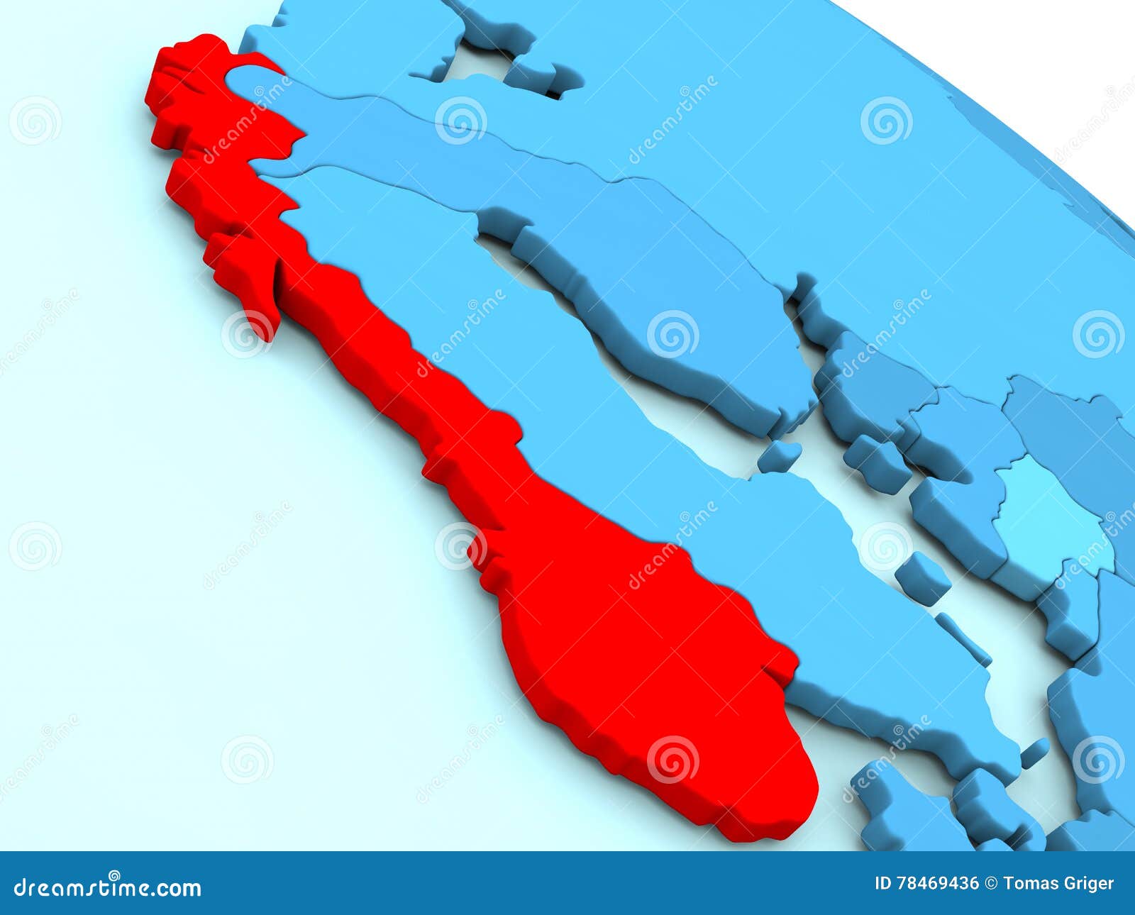 Norway in Red on Blue Globe Stock Illustration - Illustration of ...