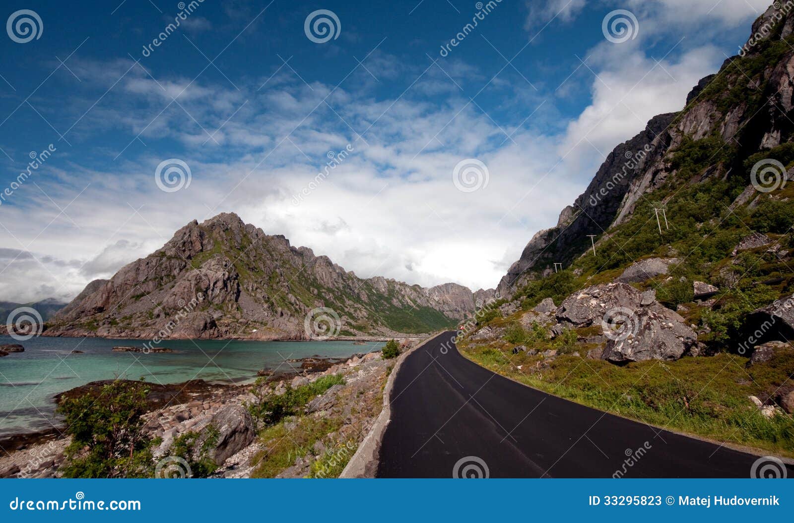 Norway, Road And The Island With The City Of Vardo With Radar Station ...