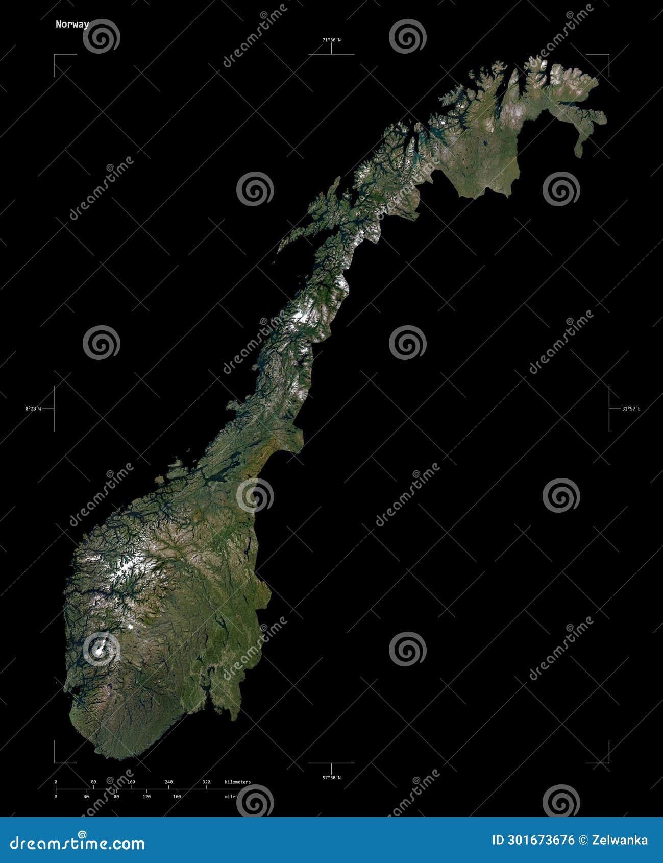Norway Shape on Black. Low-res Satellite Stock Illustration ...