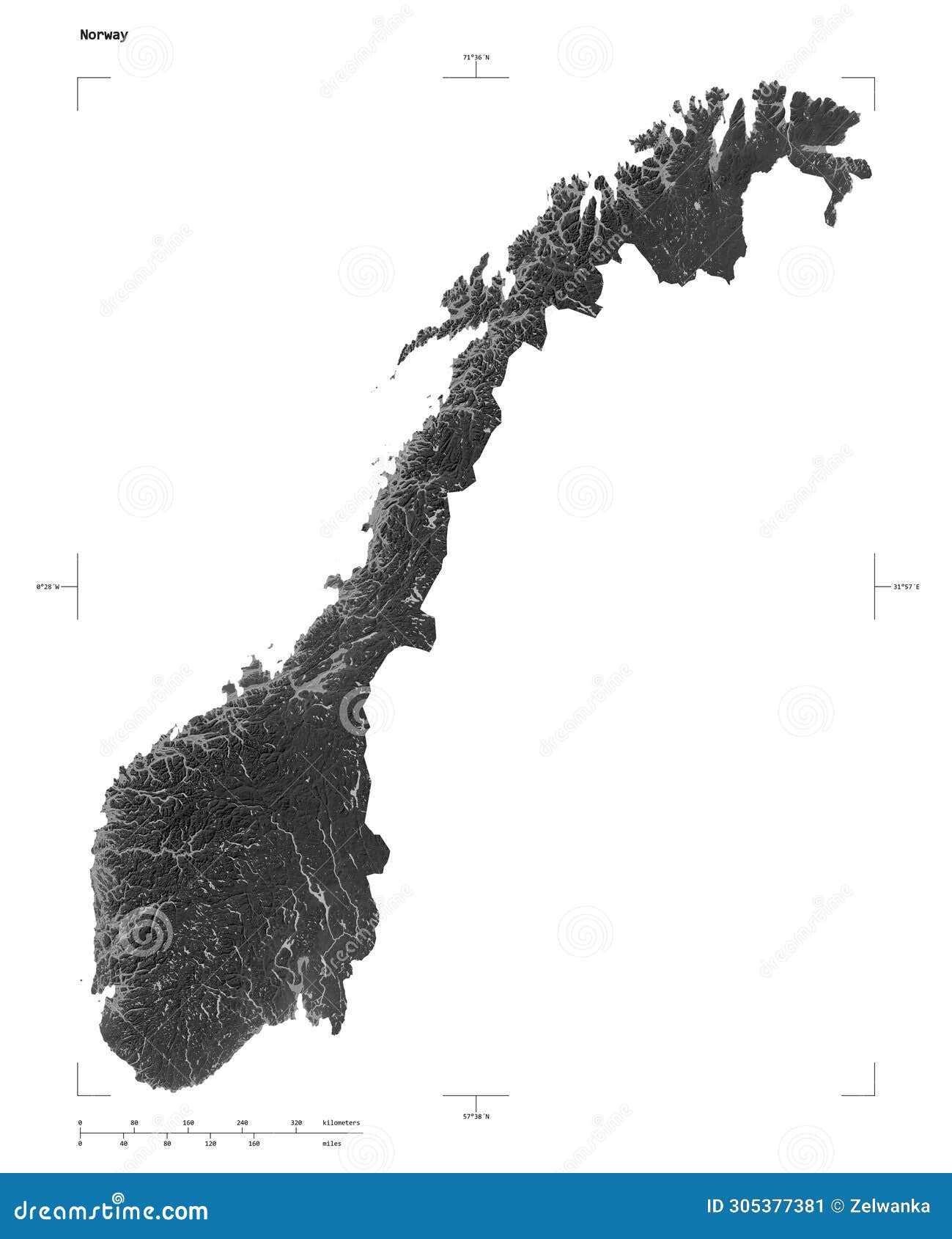 Norway Shape on White. Grayscale Stock Illustration - Illustration of ...