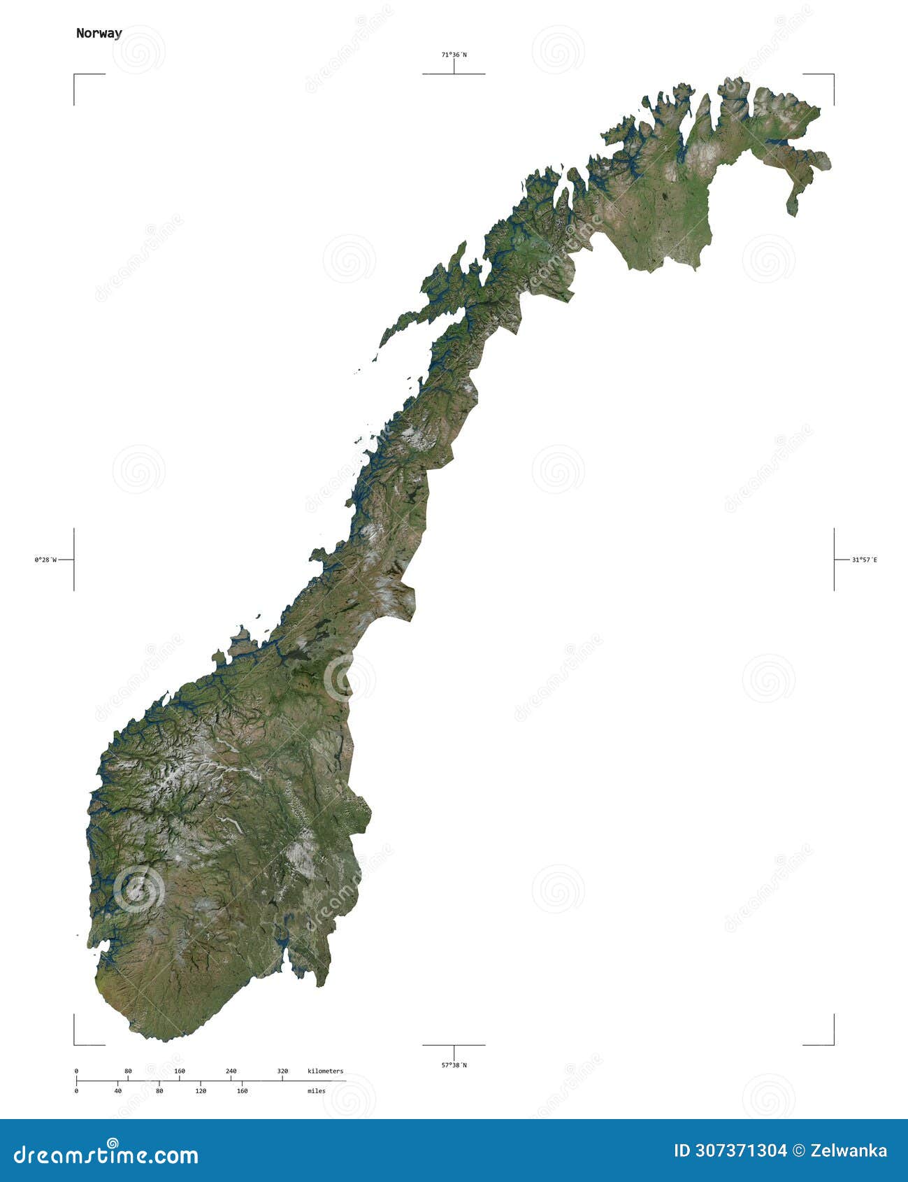 Norway Shape on White. High-res Satellite Stock Illustration ...