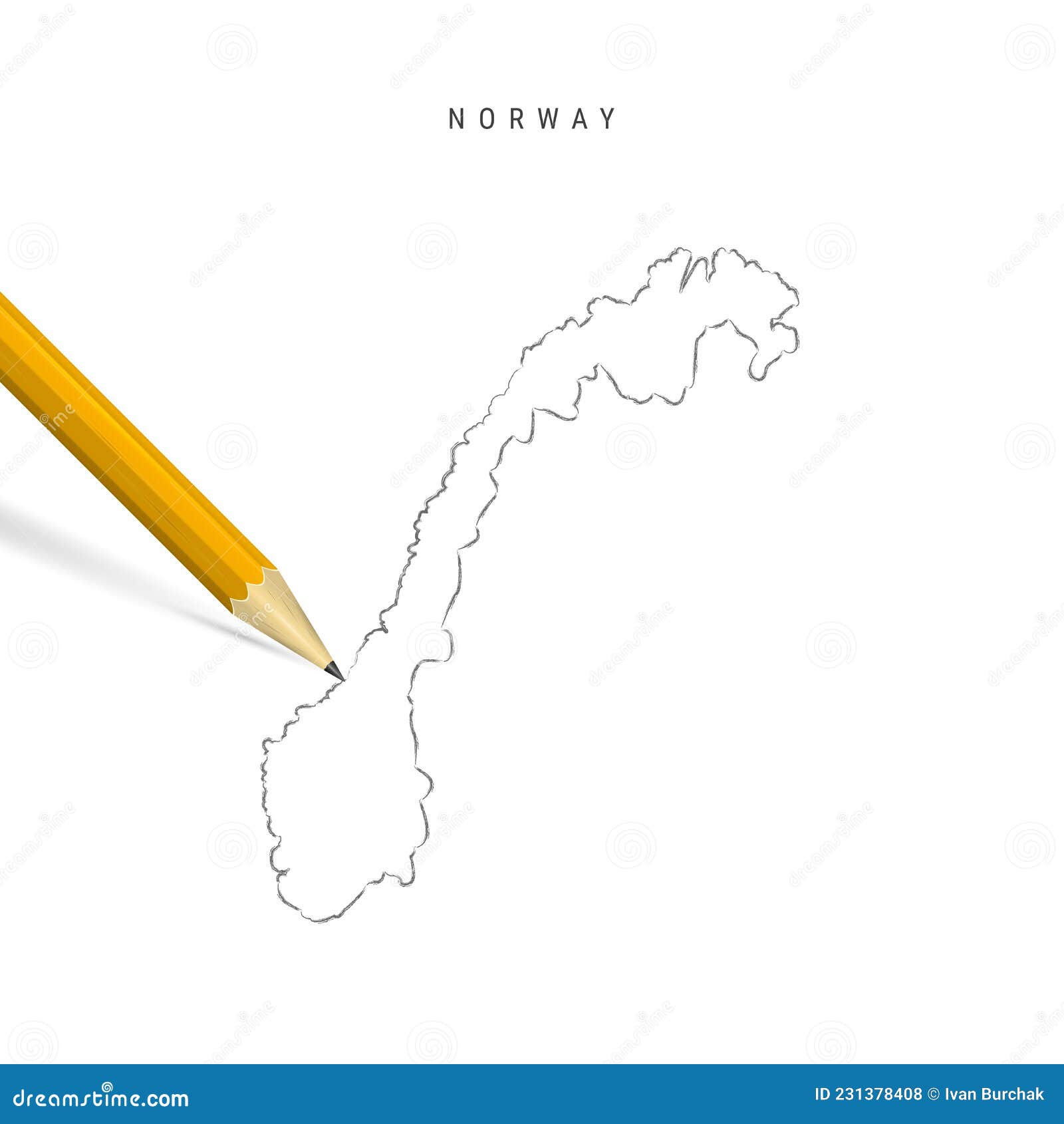 Norway Freehand Sketch Outline Vector Map Isolated on White Background ...