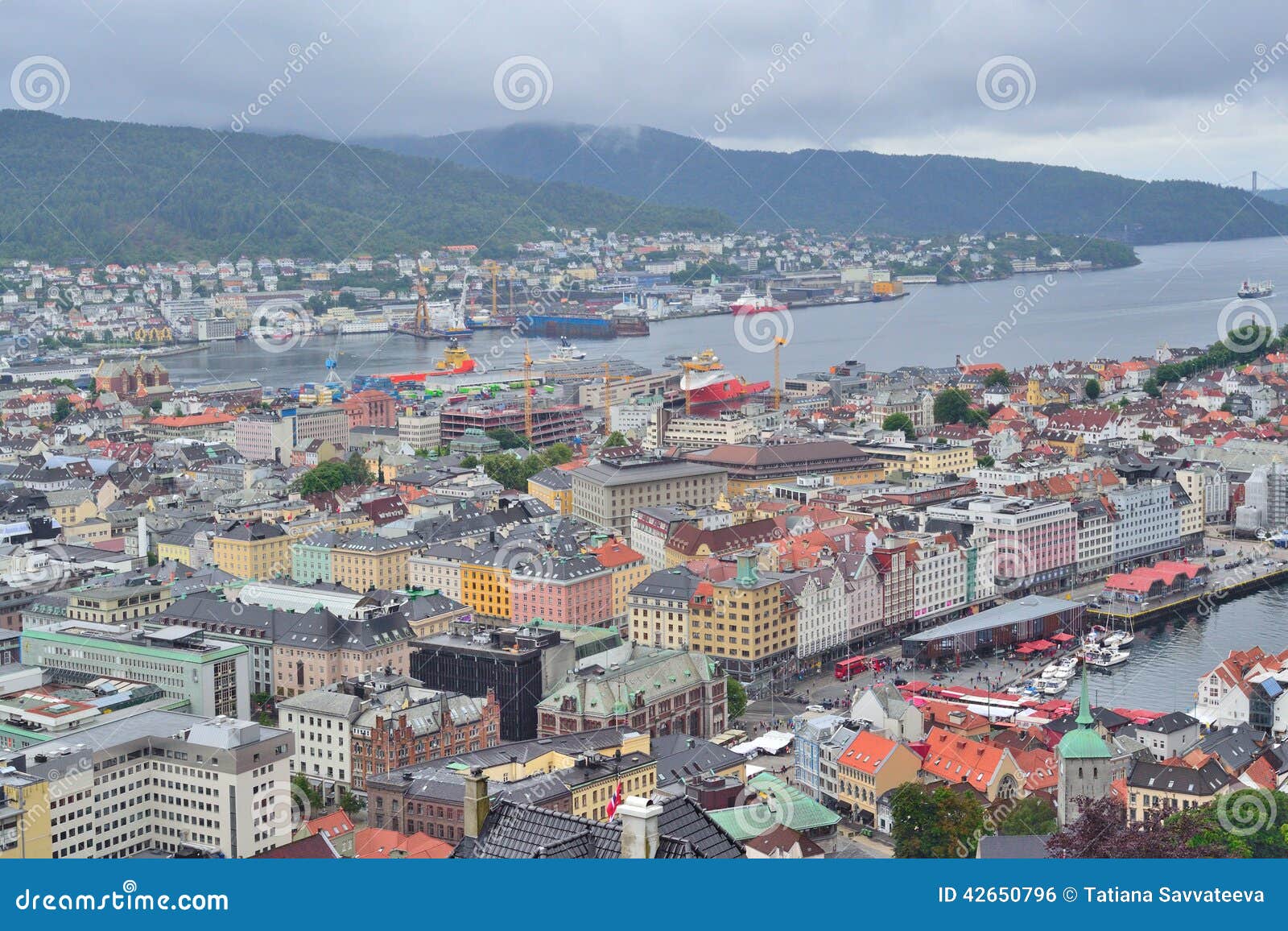 Norway. Top-view of Bergen stock photo. Image of view - 42650796
