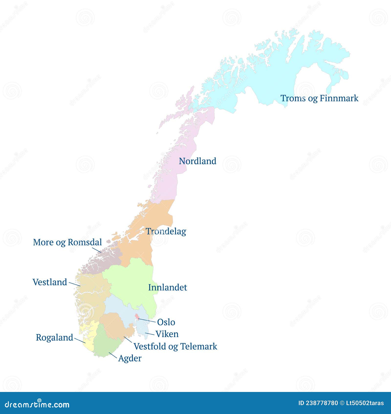 Norway Vector Map. Administrative Divisions and Counties Force on 1 ...