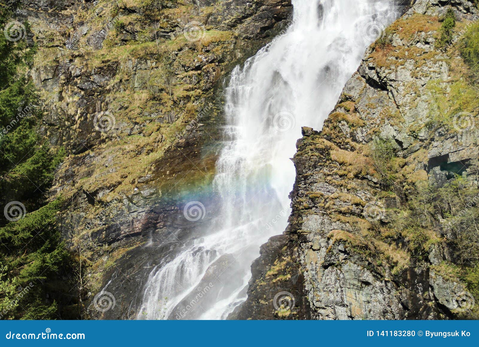 Norway Waterfalls into Fjord Stock Photo - Image of trip, waterfall ...