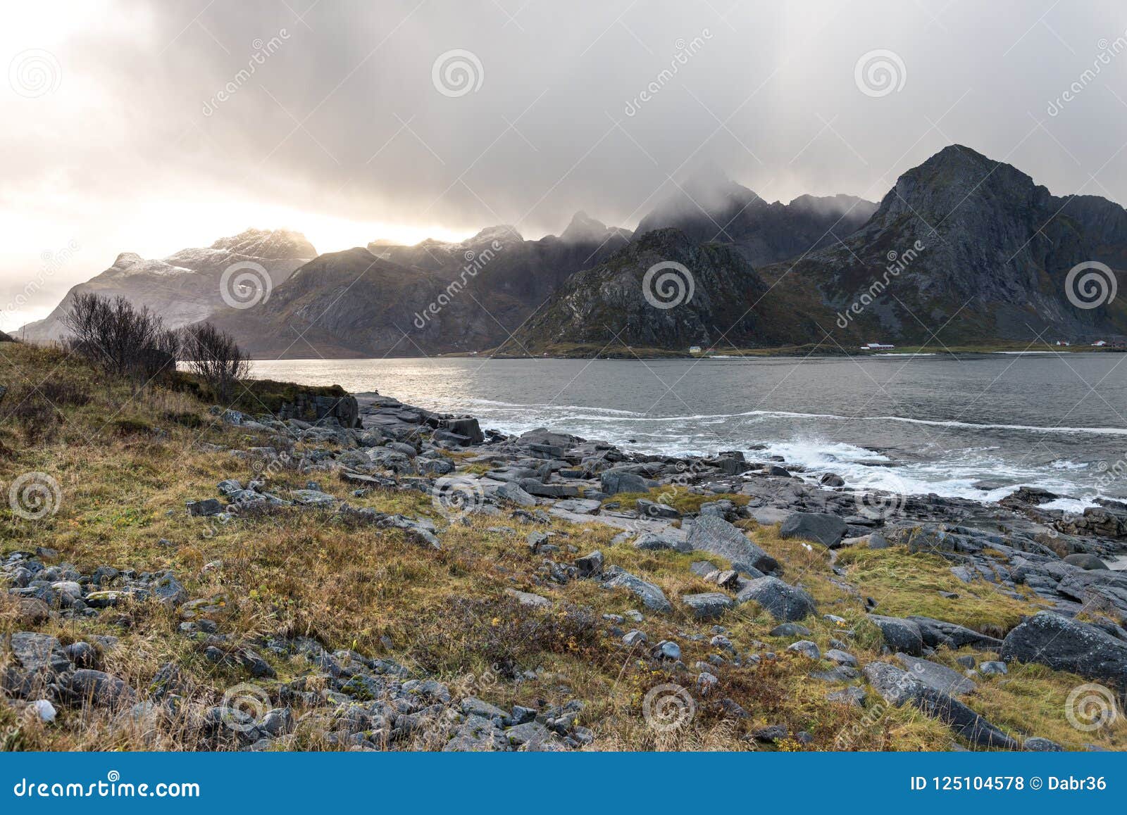 Norwegian Beach with Mountains in Backhround, Sunset, Beach, nor Stock ...
