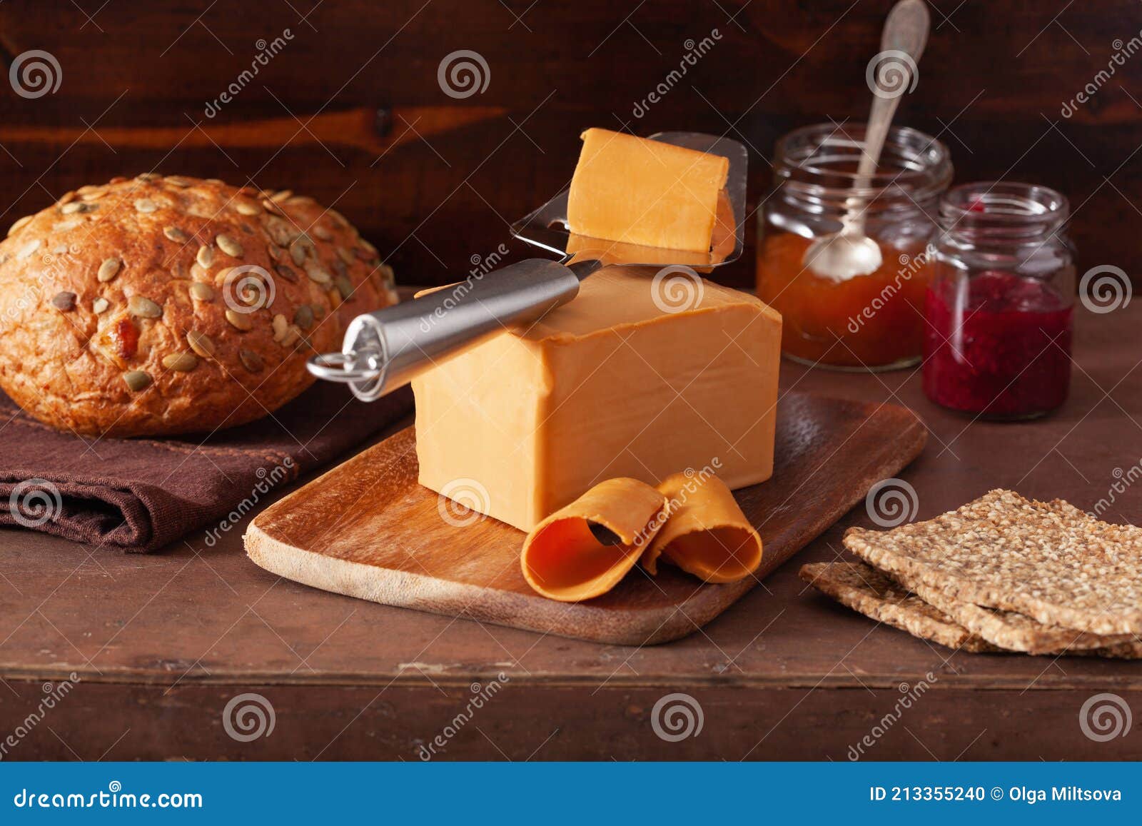 Norwegian Brunost Traditional Brown Cheese Stock Photo - Image of bread ...