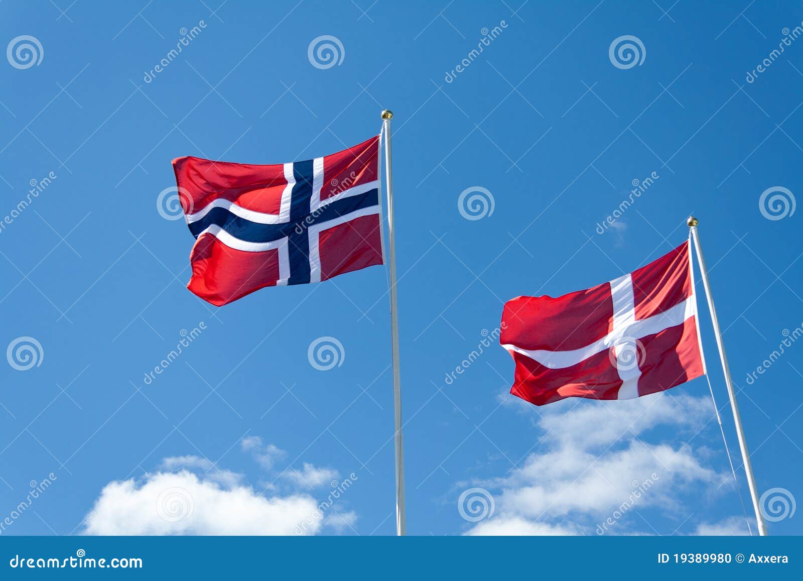 Norwegian and Danish flags stock photo. Image of norwegian - 19389980