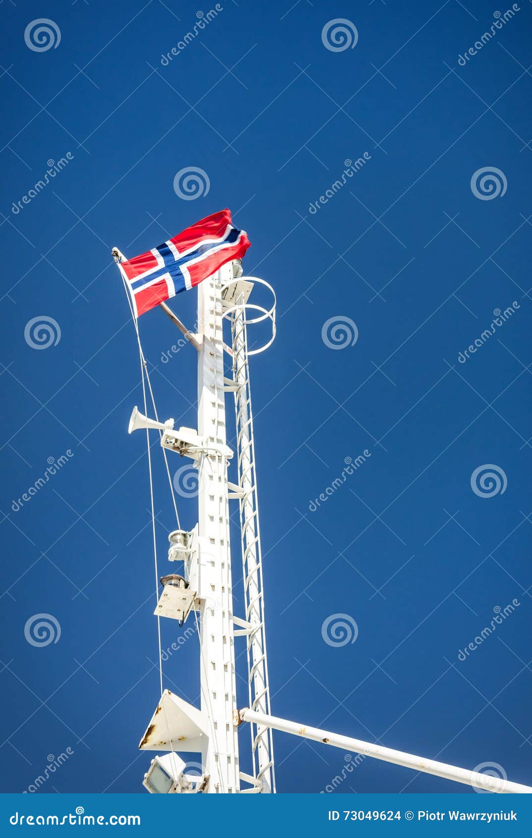 Norwegian ferry flag mast stock photo. Image of white - 73049624