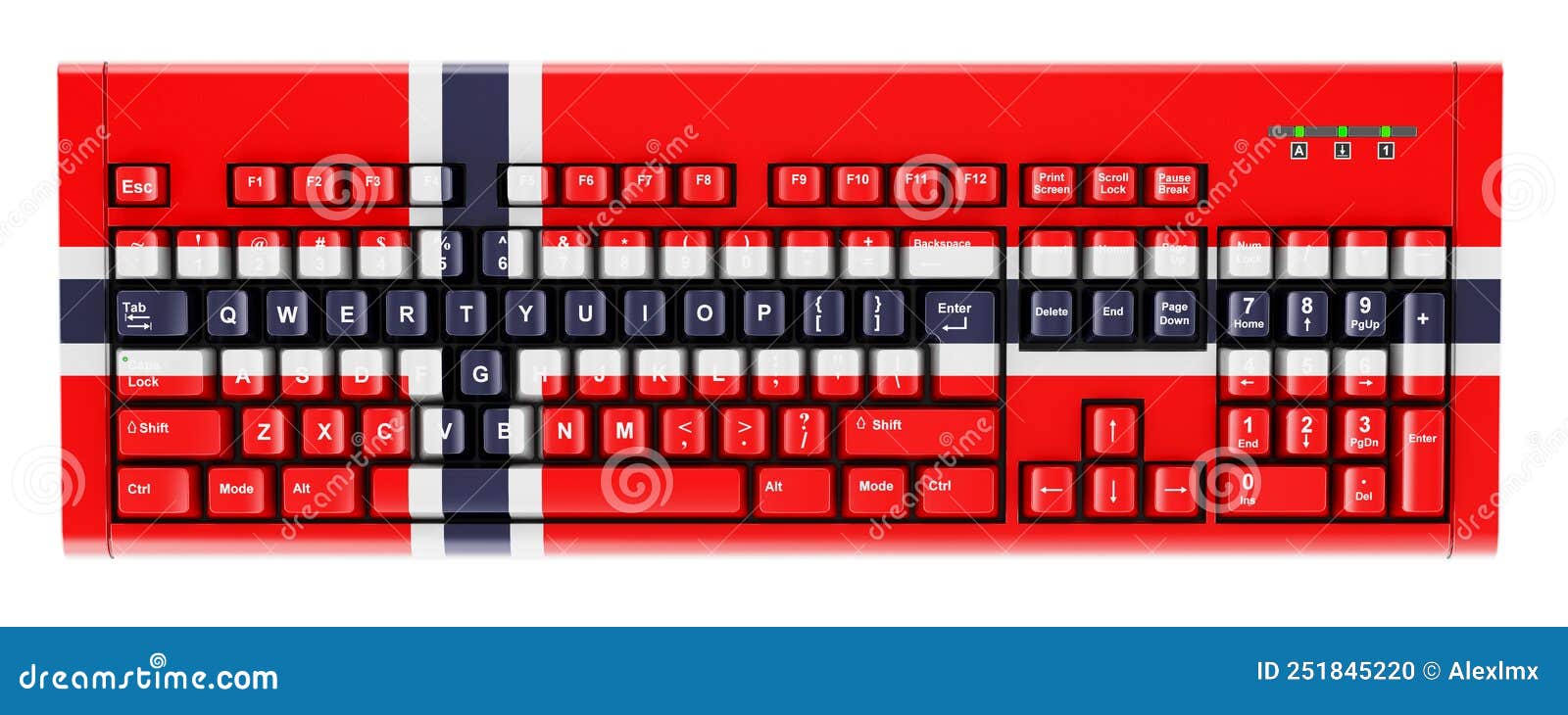 Norwegian Flag Painted on Computer Keyboard. 3D Rendering Stock ...