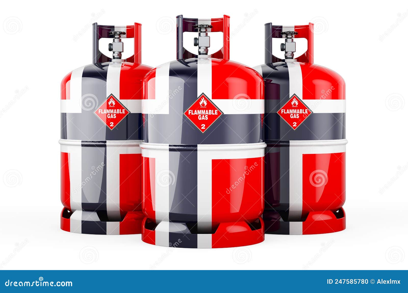 Norwegian Flag Painted on the Propane Cylinders with Compressed Gas, 3D ...