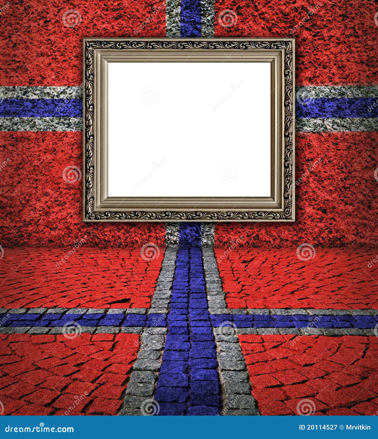 Norwegian Flag Style. Elegant Frame on the Wall Stock Image - Image of ...