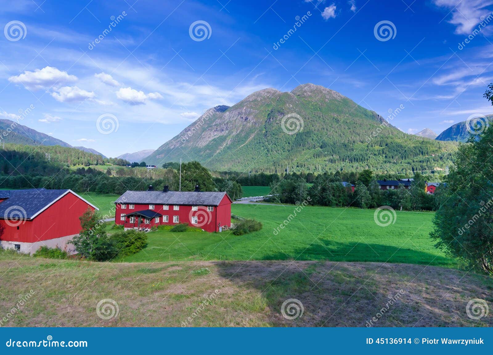 Norwegian Generic Landscape Stock Photo - Image of house, cottage: 45136914