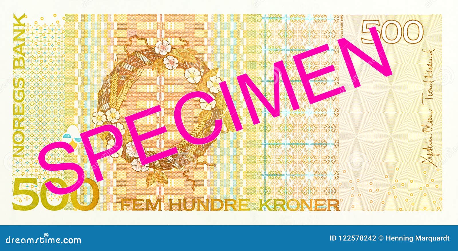 500 Norwegian Krone Banknote Reverse Stock Photo - Image of cash ...