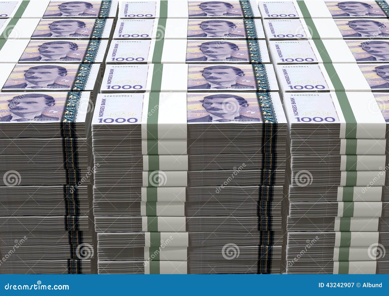 Norwegian Krone Notes Bundles Stack Stock Photo - Image: 43242907