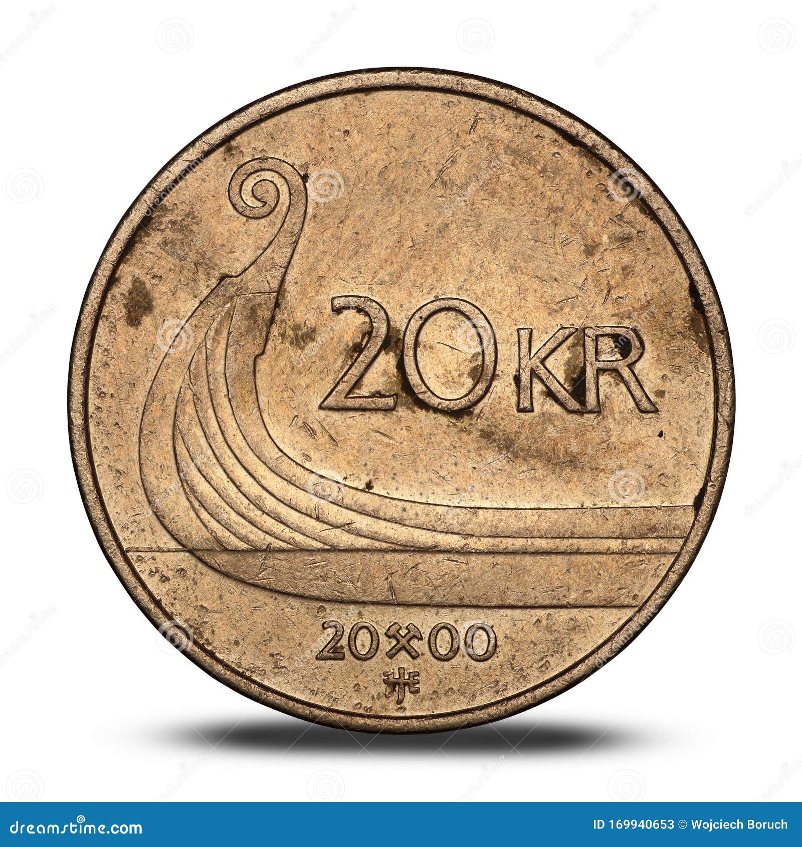 Norwegian 20 Kroner Coin with Head Stock Image - Image of norwegian ...
