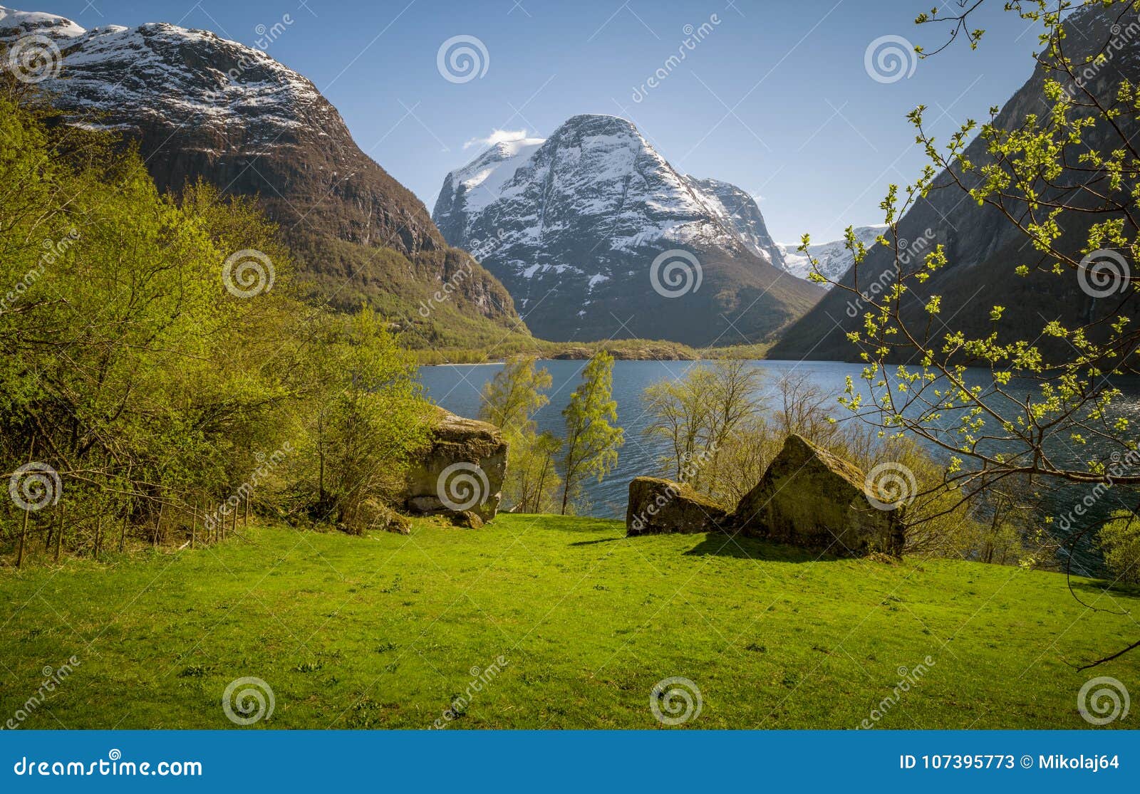 Norwegian Landscape in Spring Stock Image - Image of travel, lodalen ...