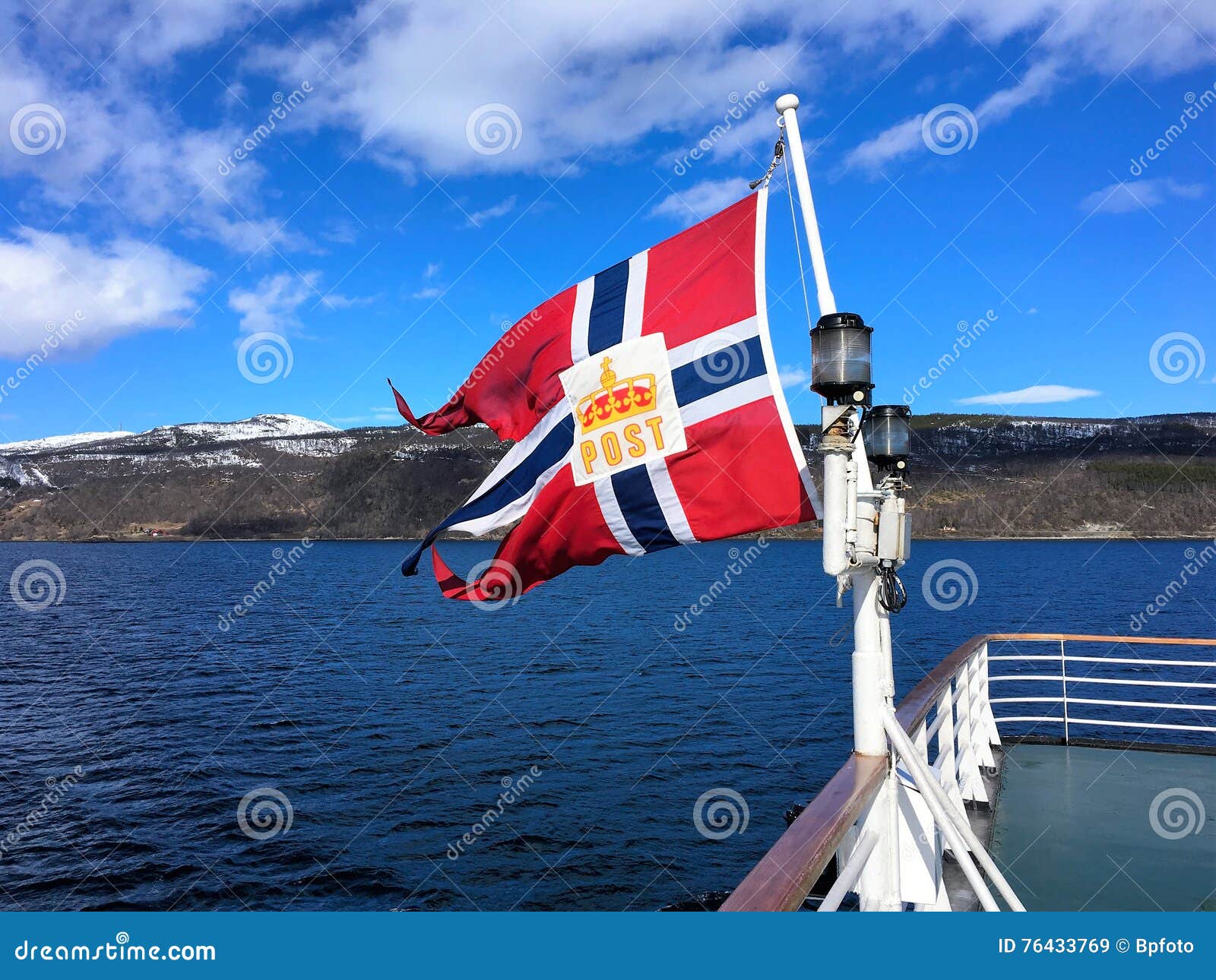 The Norwegian post flag. stock image. Image of landscape - 76433769