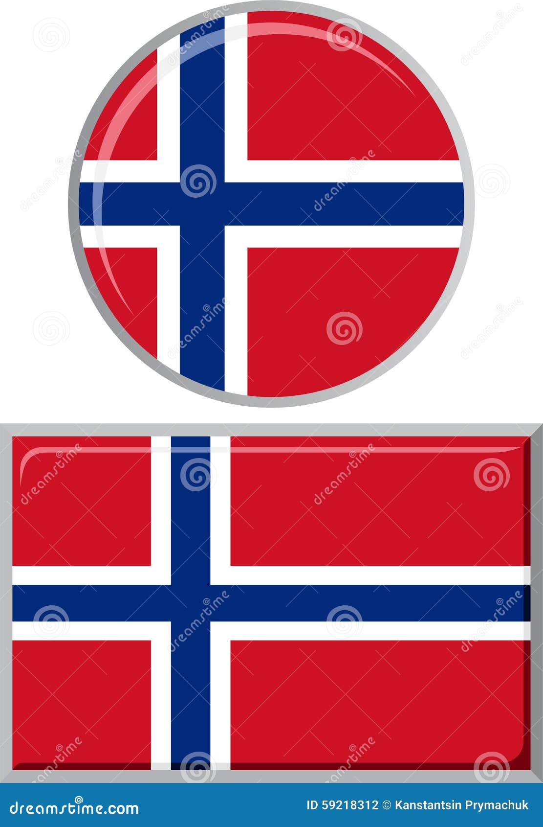 Norwegian Round and Square Icon Flag. Vector Stock Vector ...