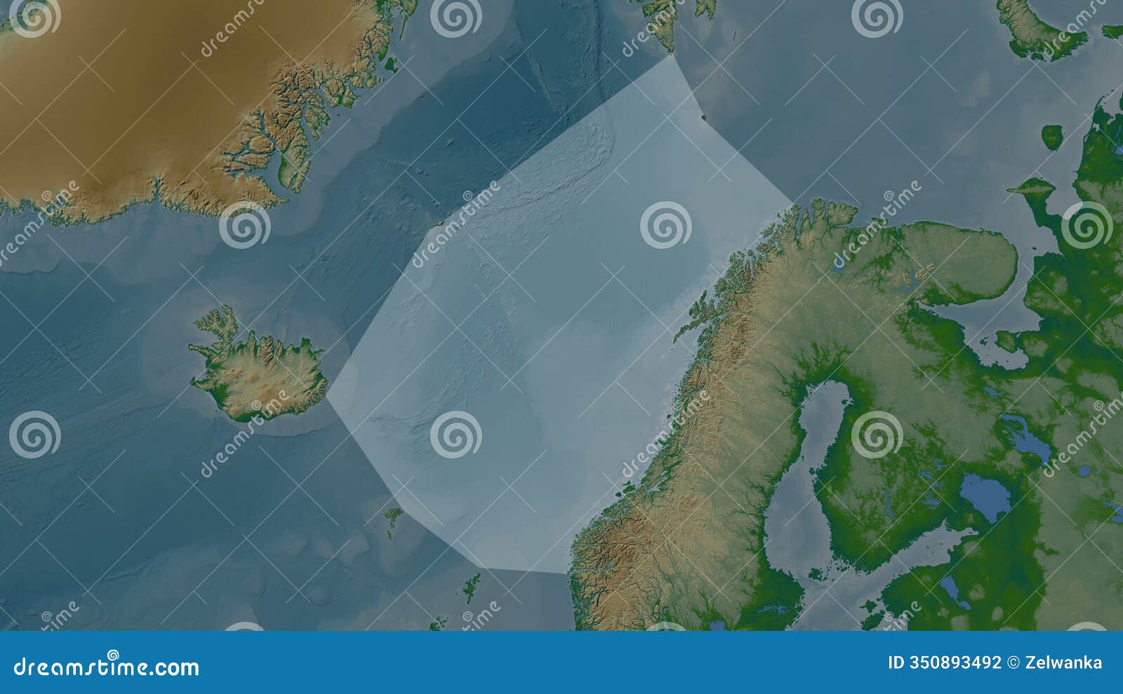 Norwegian Sea Highlighted. Physical Map Stock Illustration - Illustration of world, borders ...