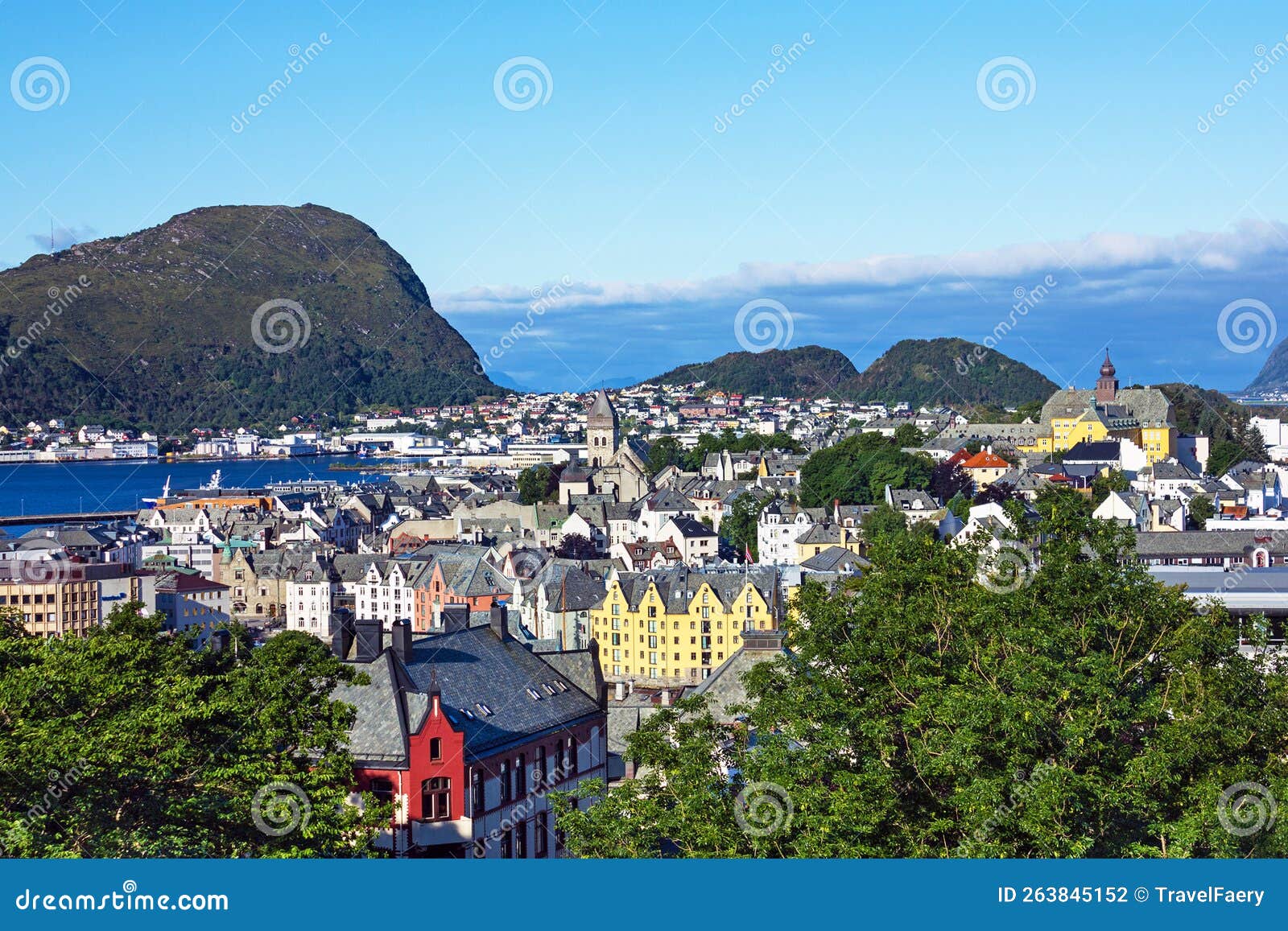 View on Norwegian Town Alesund from Aksla Mountain Stock Photo - Image ...