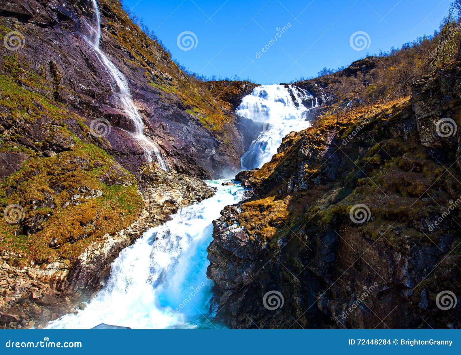 Norwegian waterfall stock photo. Image of serene, mountain - 72448284