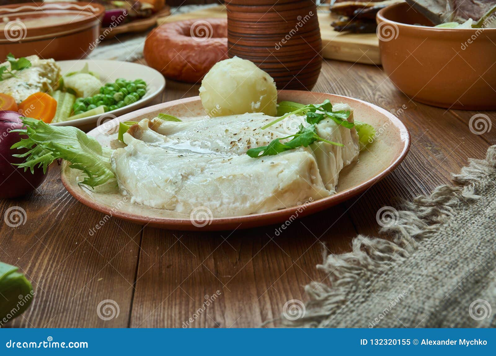 Norwegisches Lutefisk stockbild. Bild von küche, norwegisch - 132320155