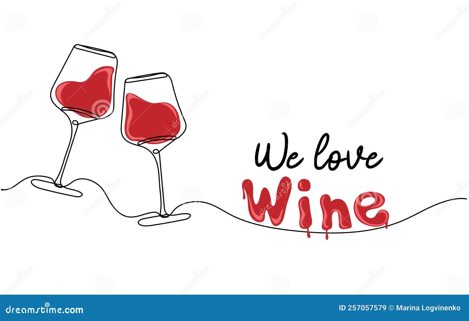 Nos Encanta El Vino. Dibujo Continuo De Dos Cristales Con Vino ... Nos Encanta El Vino. Dibujo Continuo De Dos Cristales Con Vino ...