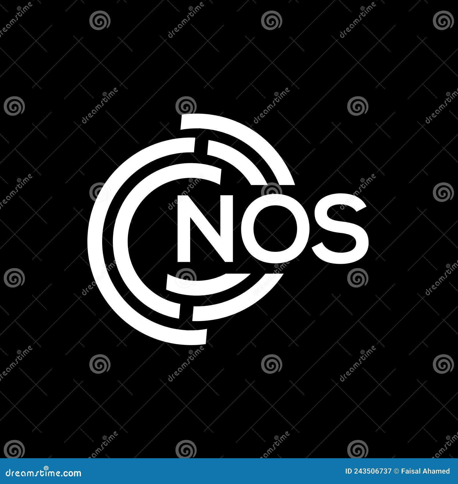 NOS Letter Logo Design on Black Background.NOS Creative Initials Letter ...