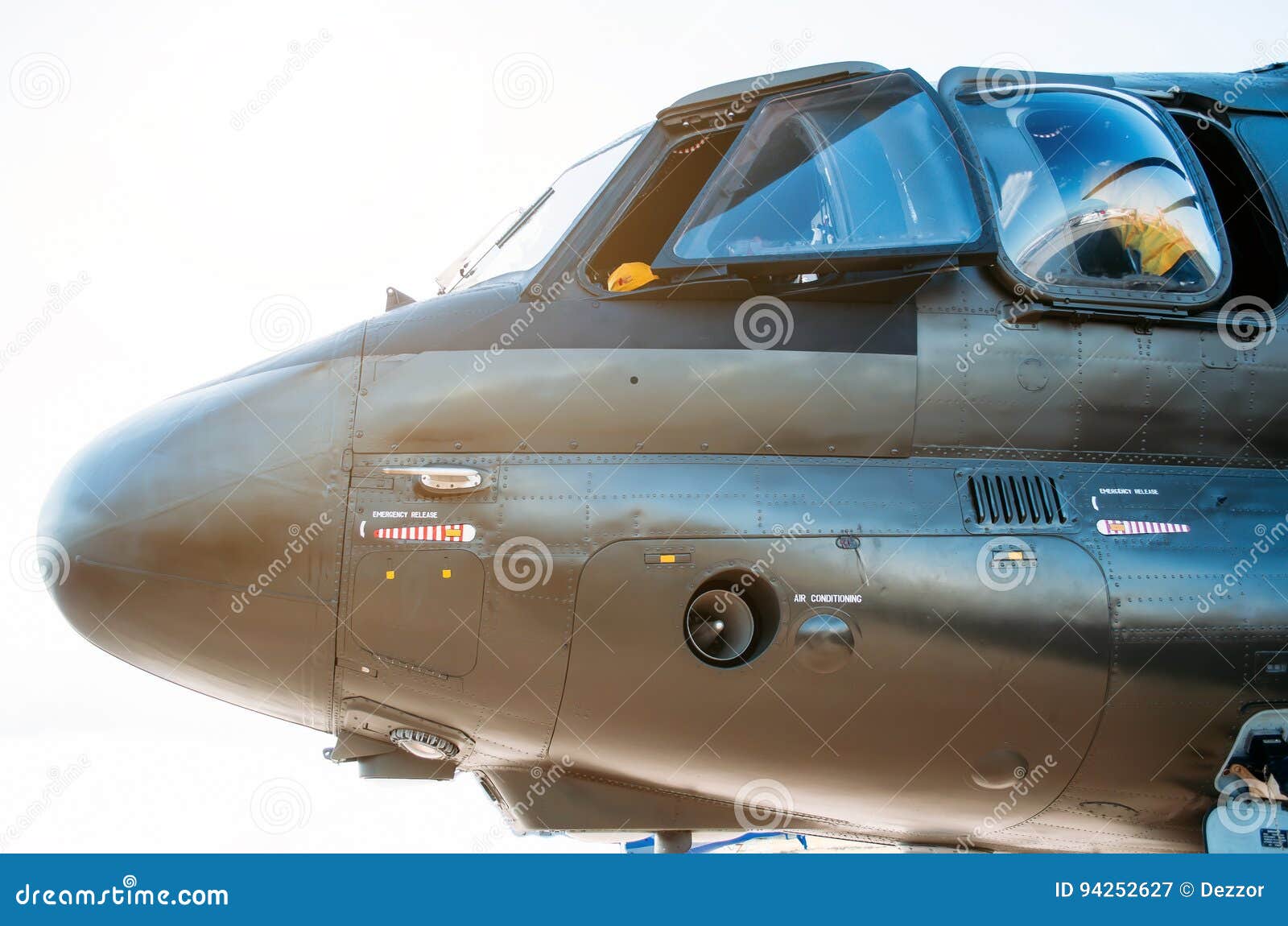 Nose and Cockpit of the Helicopter Pilot. Side View. Stock Image ...