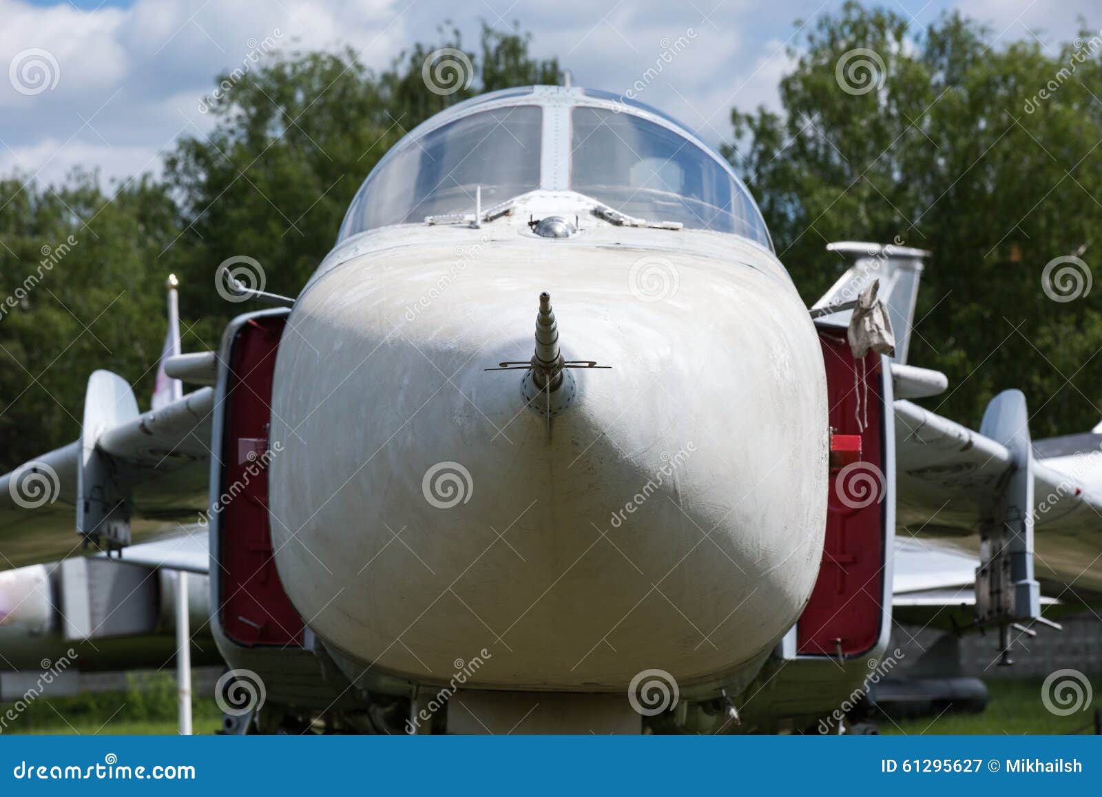 The Nose Of The Aircraft Fuselage With Open Door In The Aircraft Hangar ...