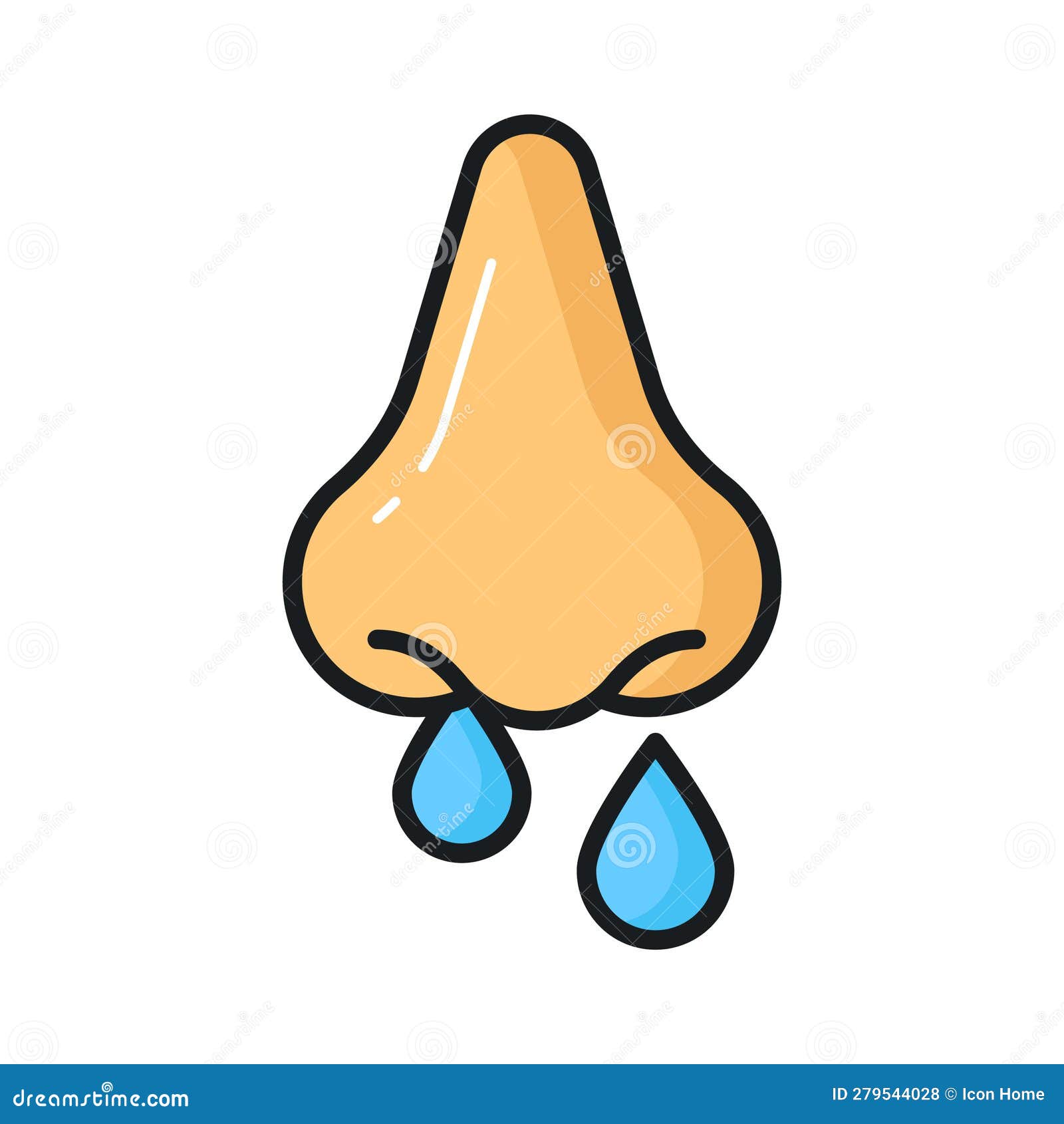 Nose with Mucus Denoting Concept Vector of Runny Nose in Edible Style ...