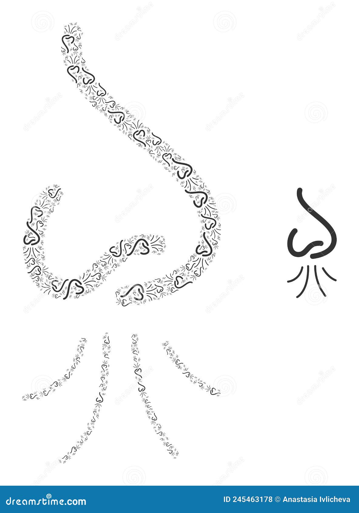 Nose Sniffing Recursion Composition of Nose Sniffing Items Stock Vector ...