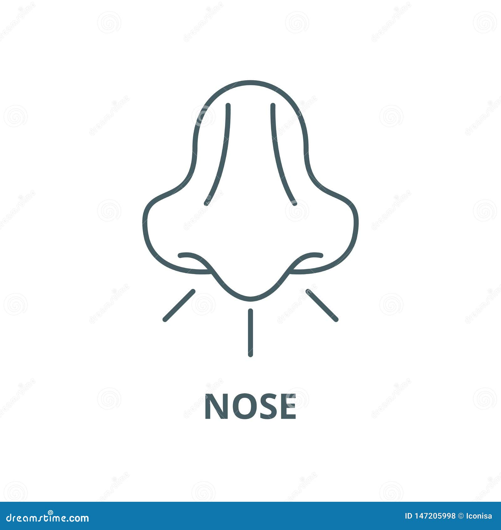 Nose Vector Line Icon, Linear Concept, Outline Sign, Symbol Stock ...