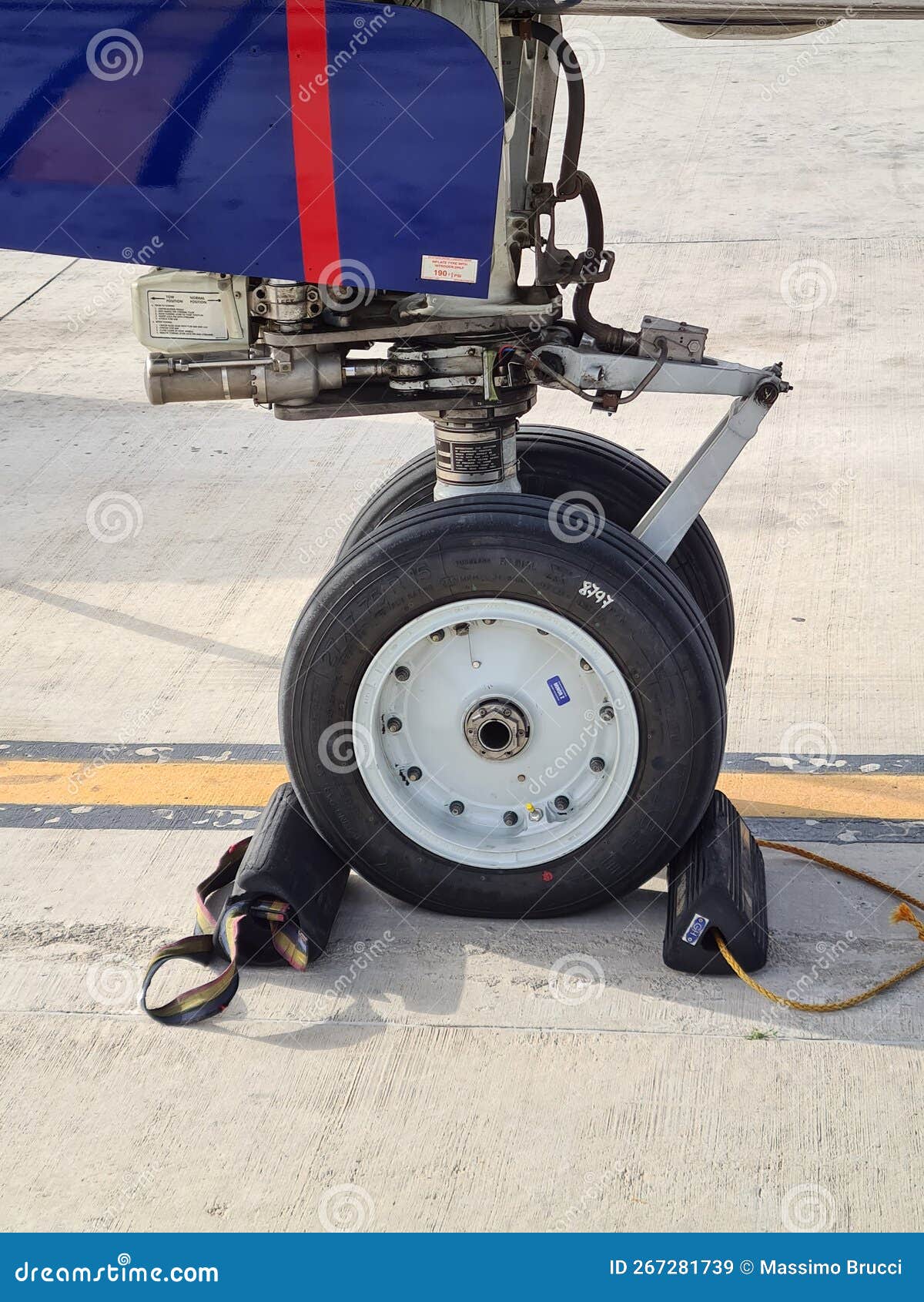 Nose wheel of an airliner stock image. Image of landing - 267281739