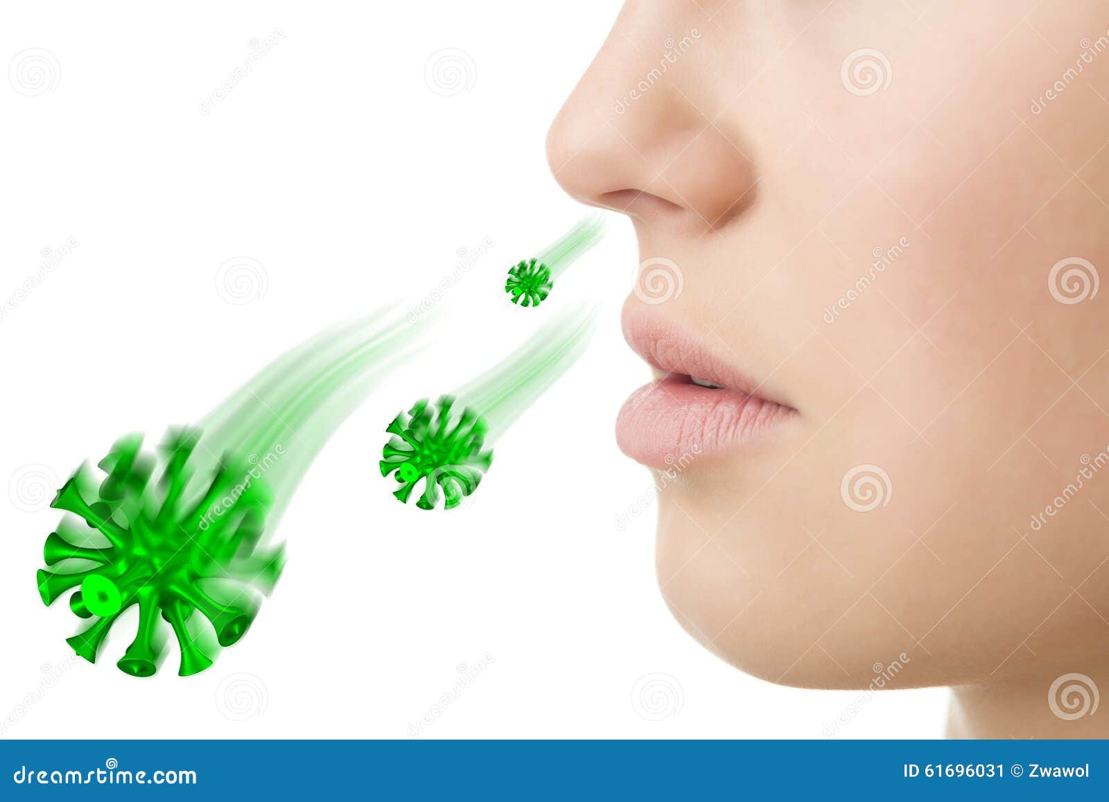 Nose of woman with virus stock illustration. Illustration of caucasian ...