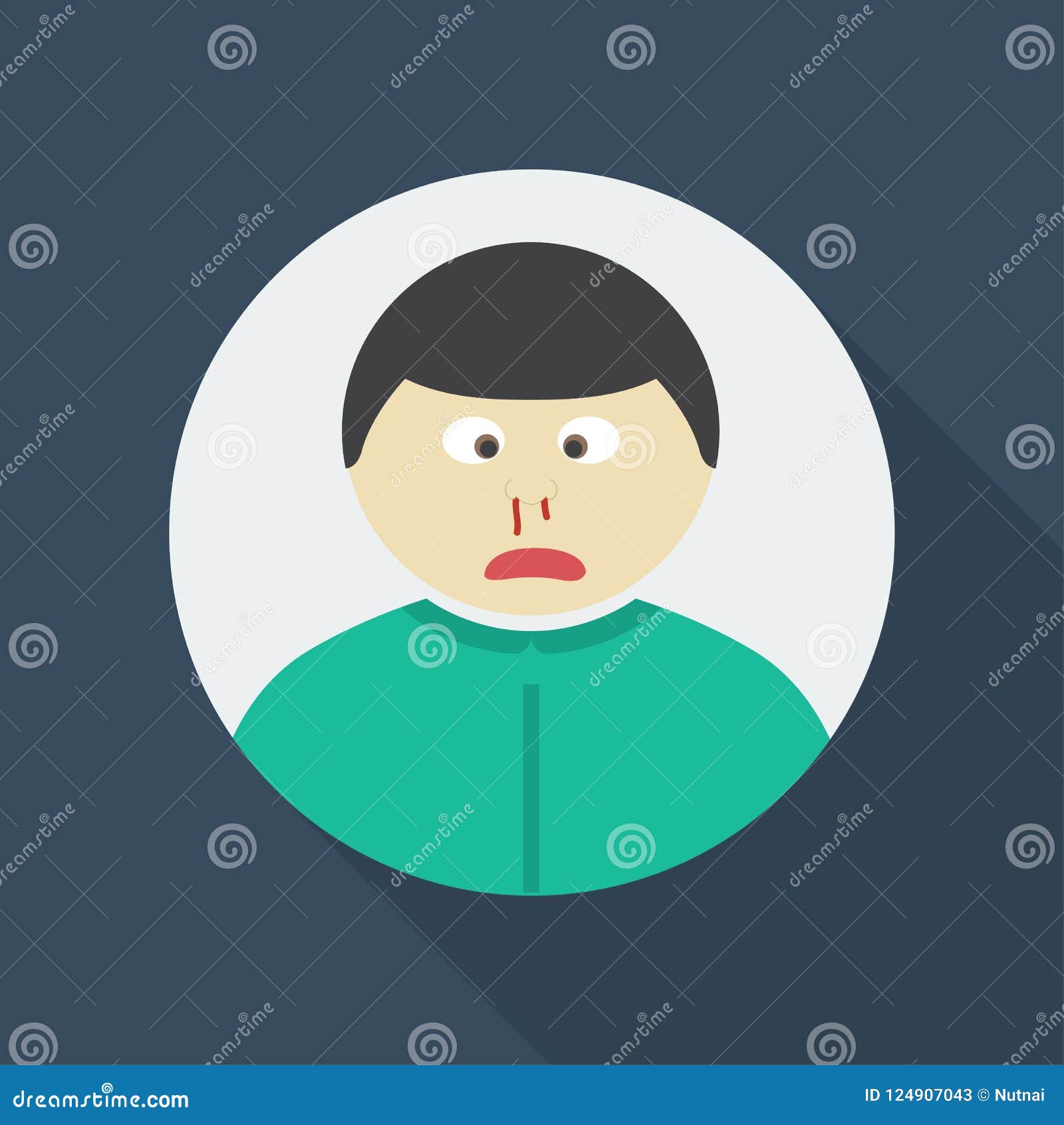 Nosebleed, Cartoon Boy Is Bleeding From His Nose. Vector Illustration ...