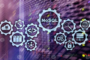 NoSQL. Structured Query Language. Database Technology Concept. Server Room Background. Stock ...