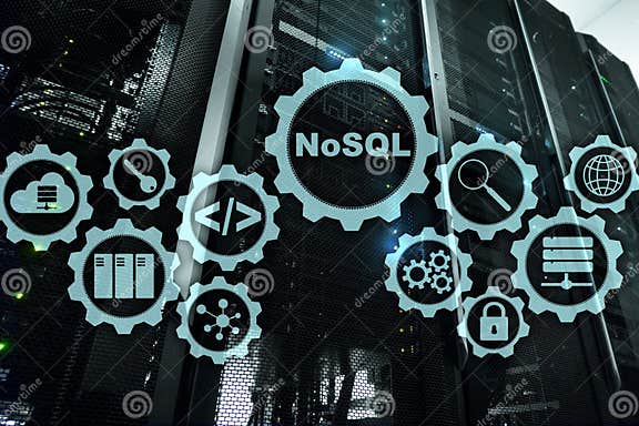 NoSQL. Structured Query Language. Database Technology Concept. Server Room Background. Editorial ...