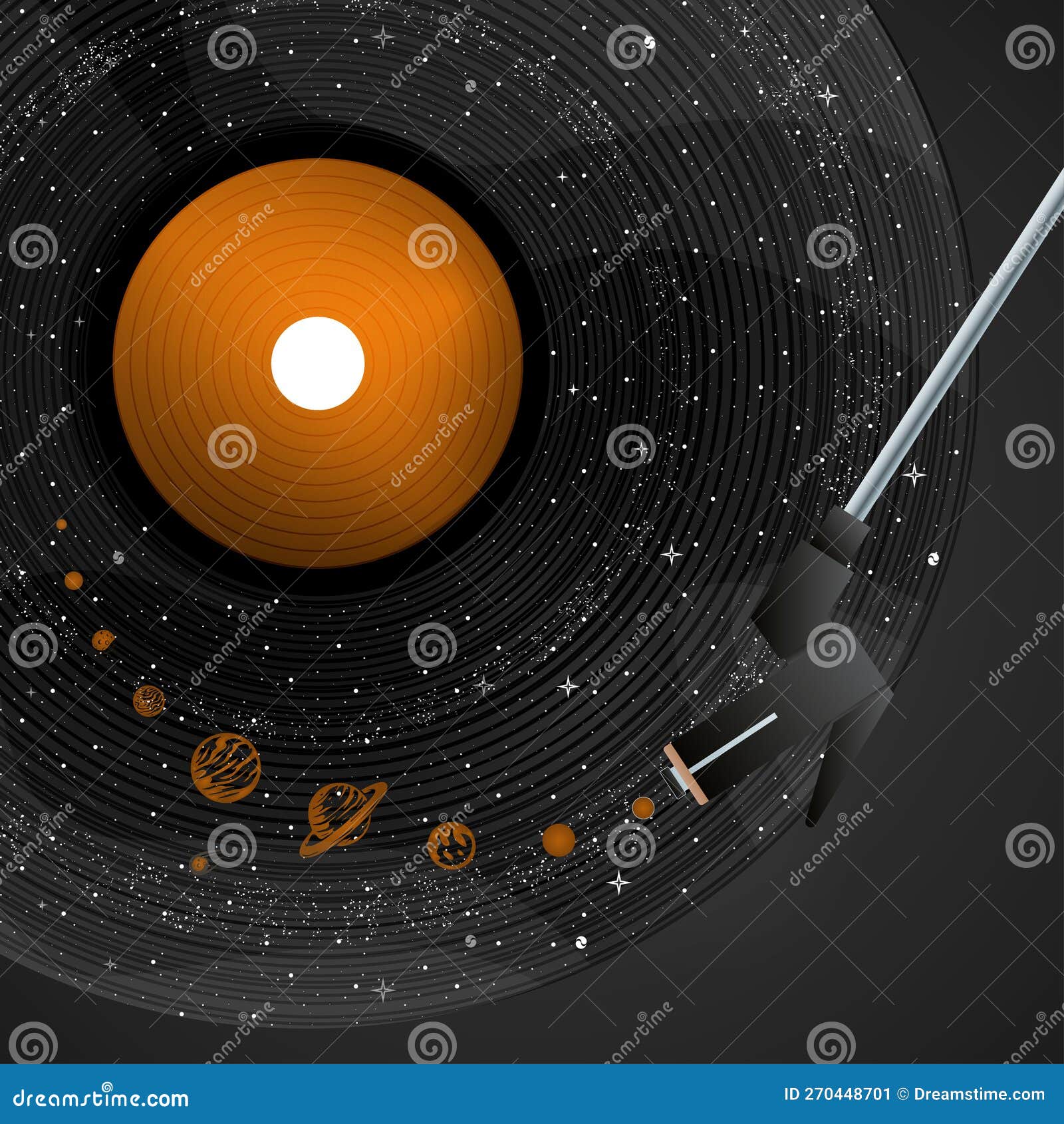 Planets and Stars on Vinyl Record, Retro Wallpaper, Post, Banner Stock ...