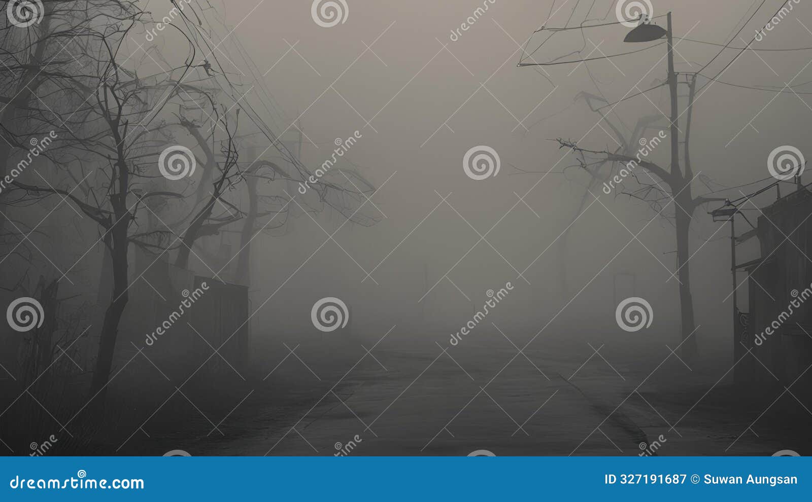 A Dimly Lit Street Adorned with Telephone Poles and Wires Stock ...
